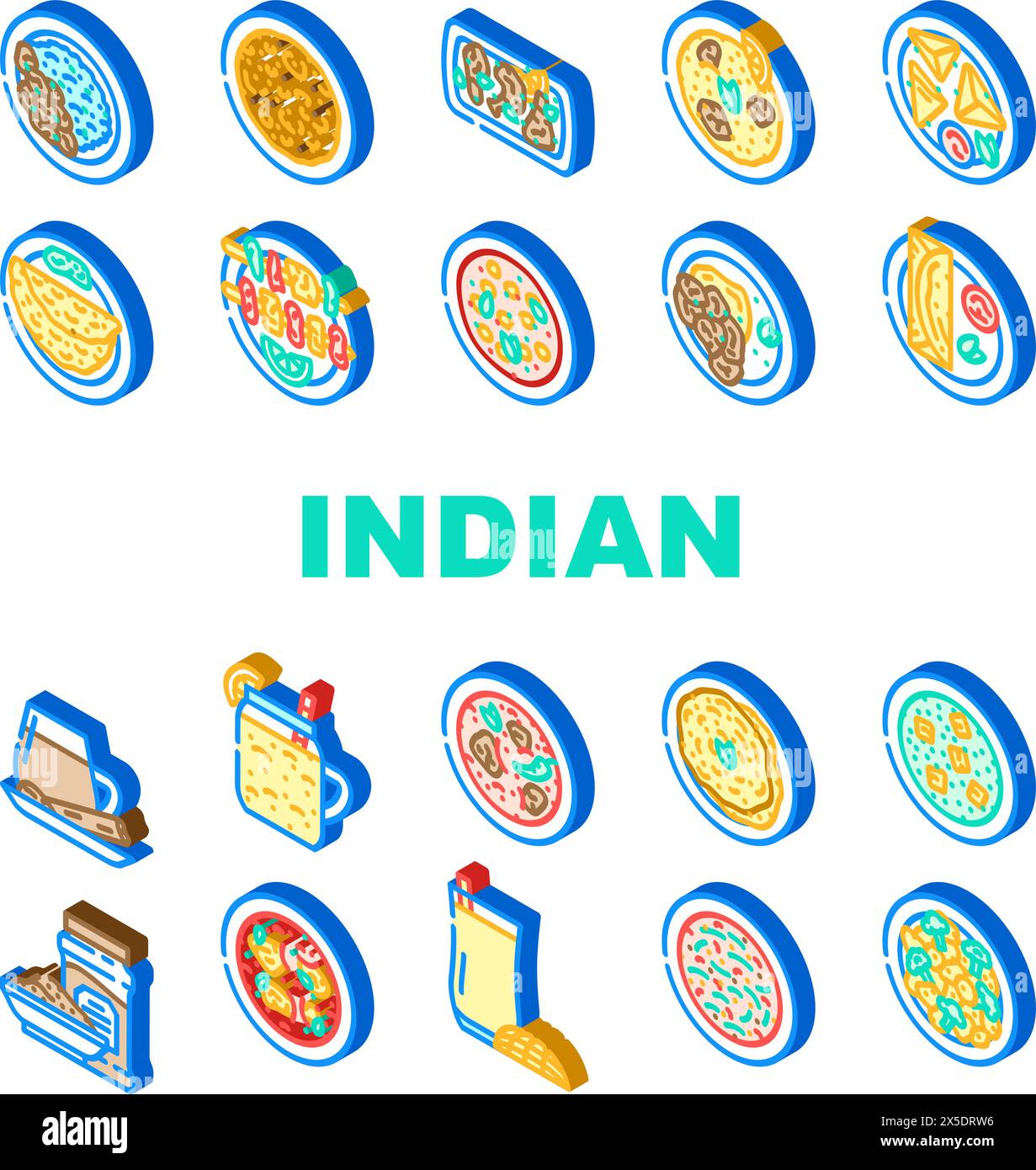 indian cuisine curry food chicken icons set vector Stock Vector Image ...