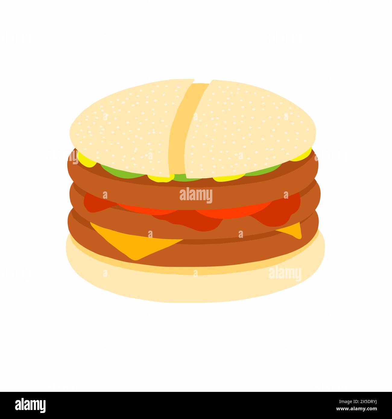 Burger with panini bun, triple meat cutlet, ketchup, mustard, cheese ...