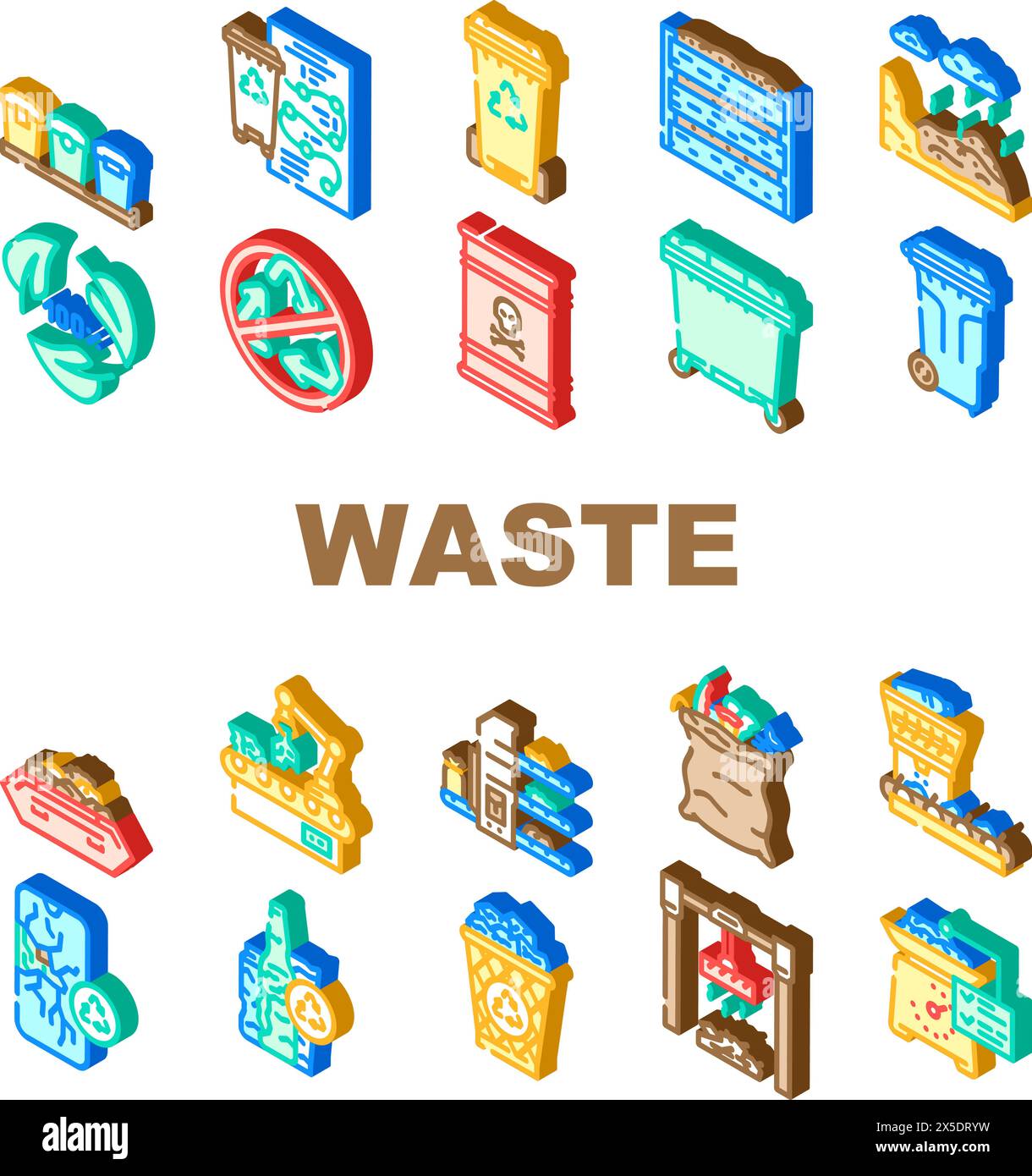waste sorting garbage plastic icons set vector Stock Vector Image & Art - Alamy