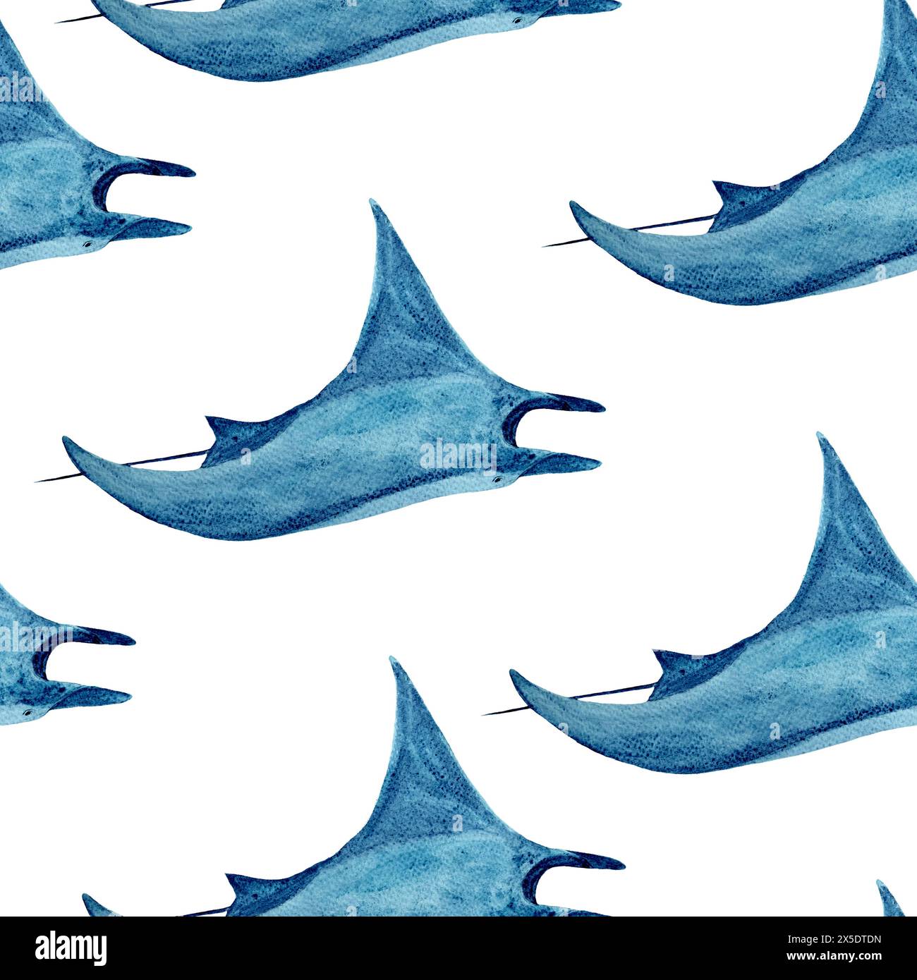 Manta ray watercolor seamless pattern isolated on white. High quality ...