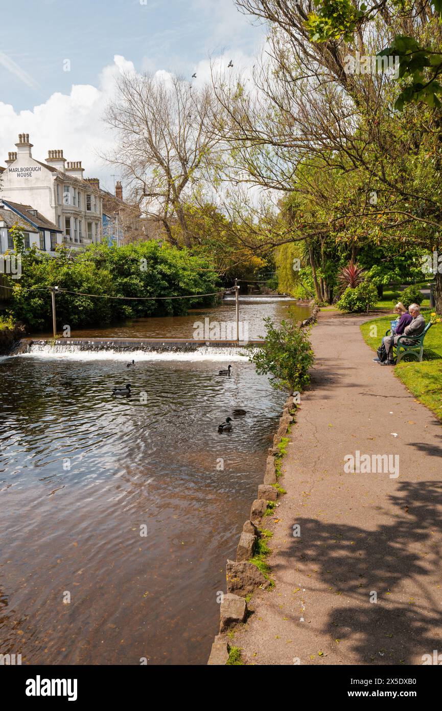 Dawlish Water that runs through the centre of the town in Devon ...