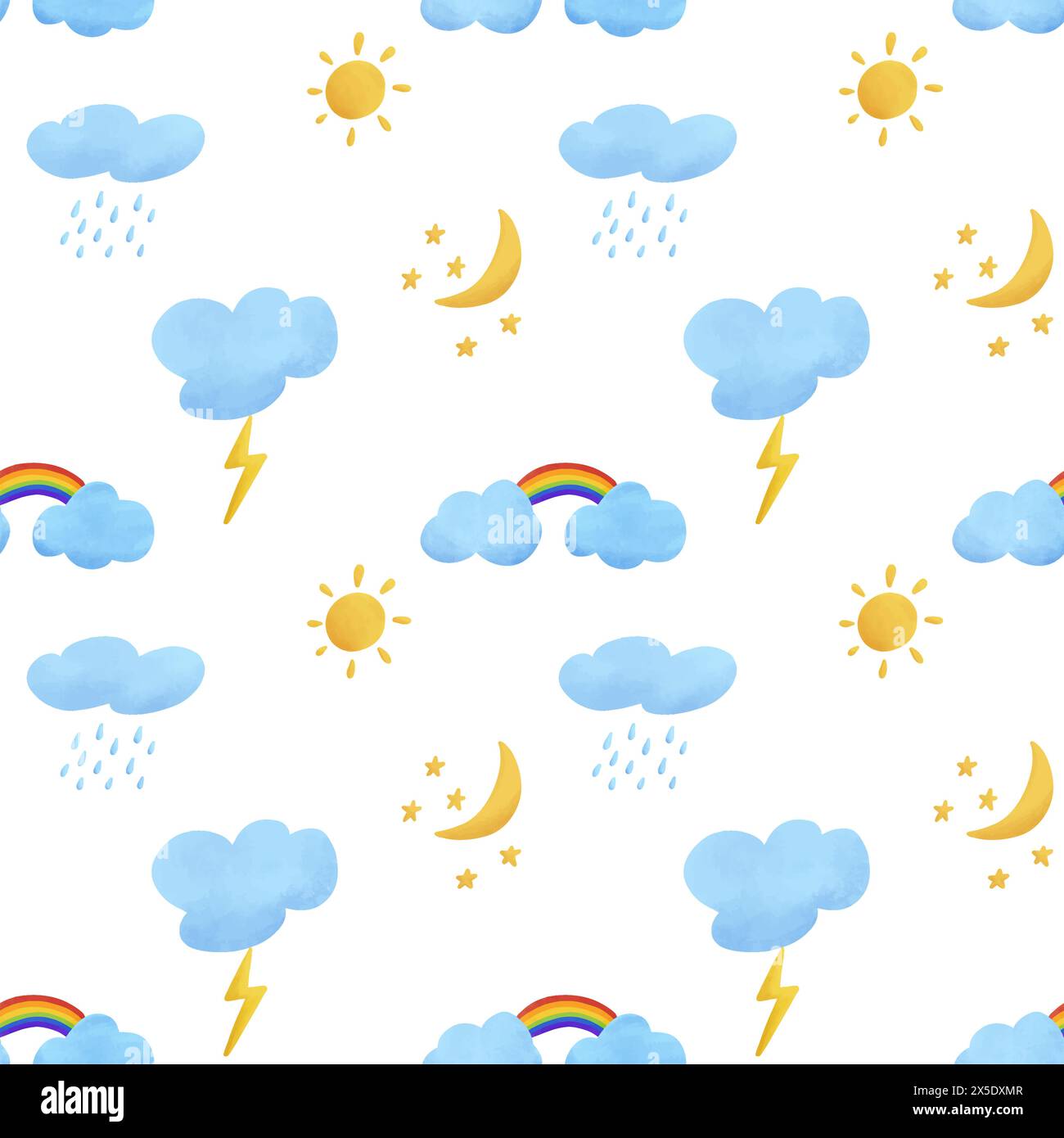 Watercolour vector seamless pattern weather events Stock Vector Image ...
