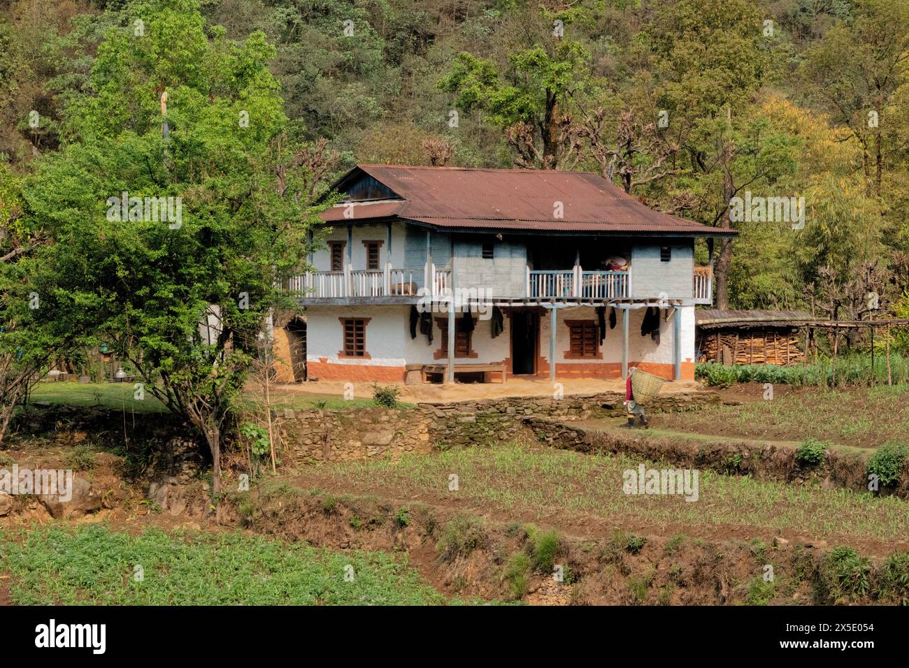 Traditional village scenes in the Himalayan foothills on the ...