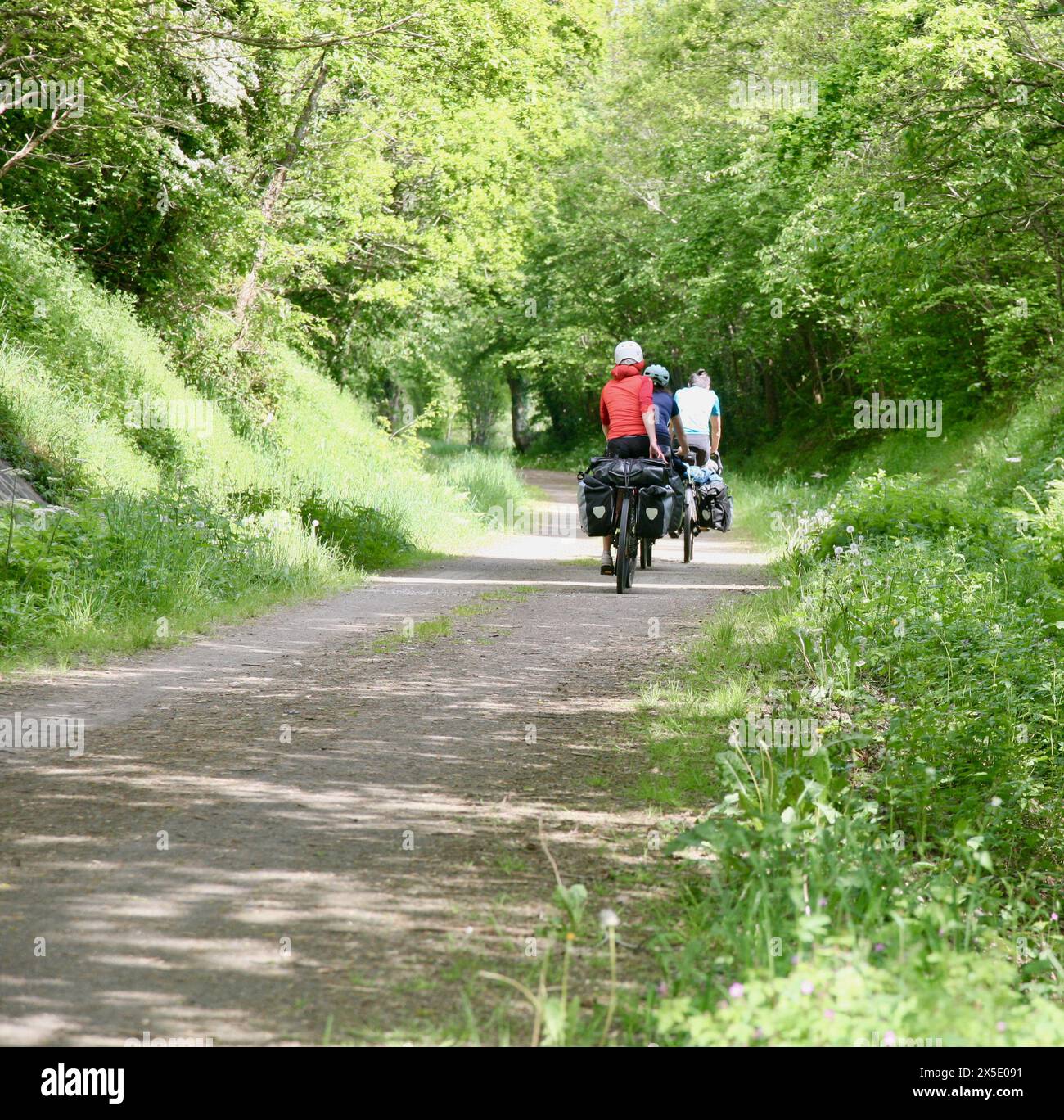 A view of the cyclists on the Veloscenic Paris to Mont-Saint-Michel ...