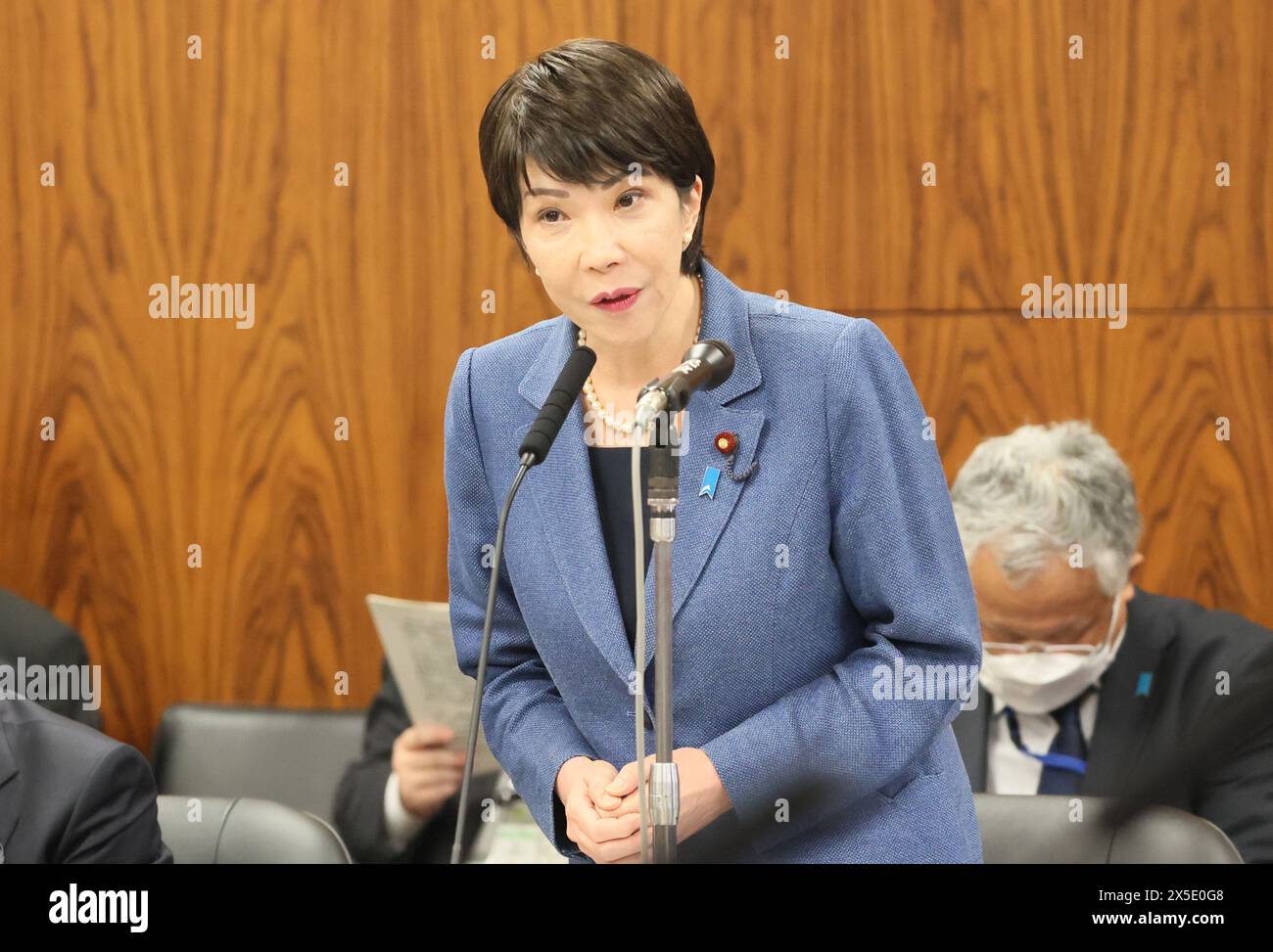 May 9, 2024, Tokyo, Japan - Japanese Economic Security Minister Sanae Takaichi answers a ...