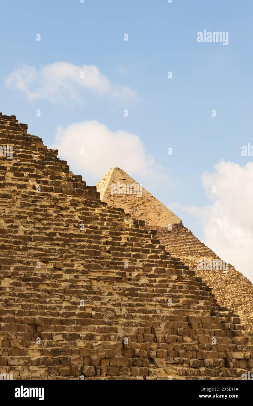 The Great Pyramid of Pharoah Khufu with the capped Pyramid of Pharaoh ...