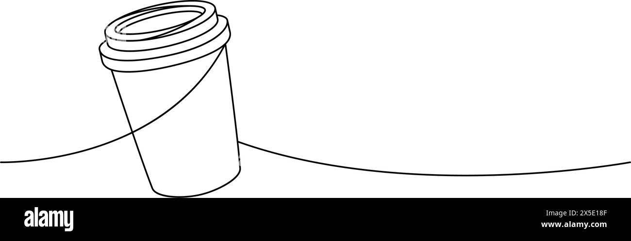 Coffee cup for takeaway one line continuous drawing. Hand drawn ...