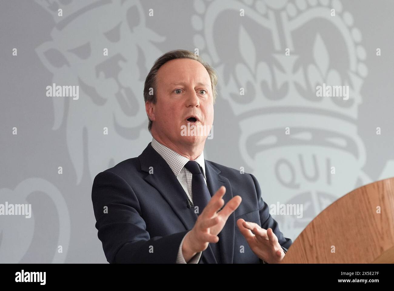 Foreign Secretary Lord David Cameron delivers a speech at the National ...
