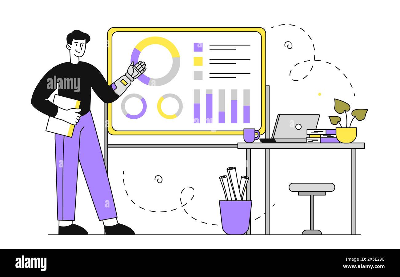 Man with business analysis vector simple Stock Vector Image & Art - Alamy