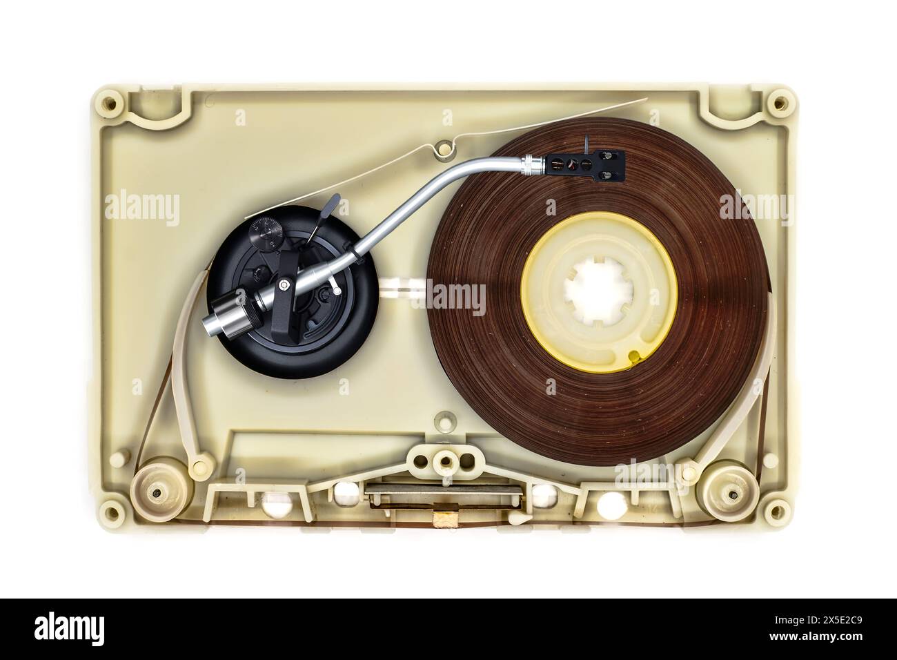 Turntable arm on old audio cassette tape open Stock Photo - Alamy
