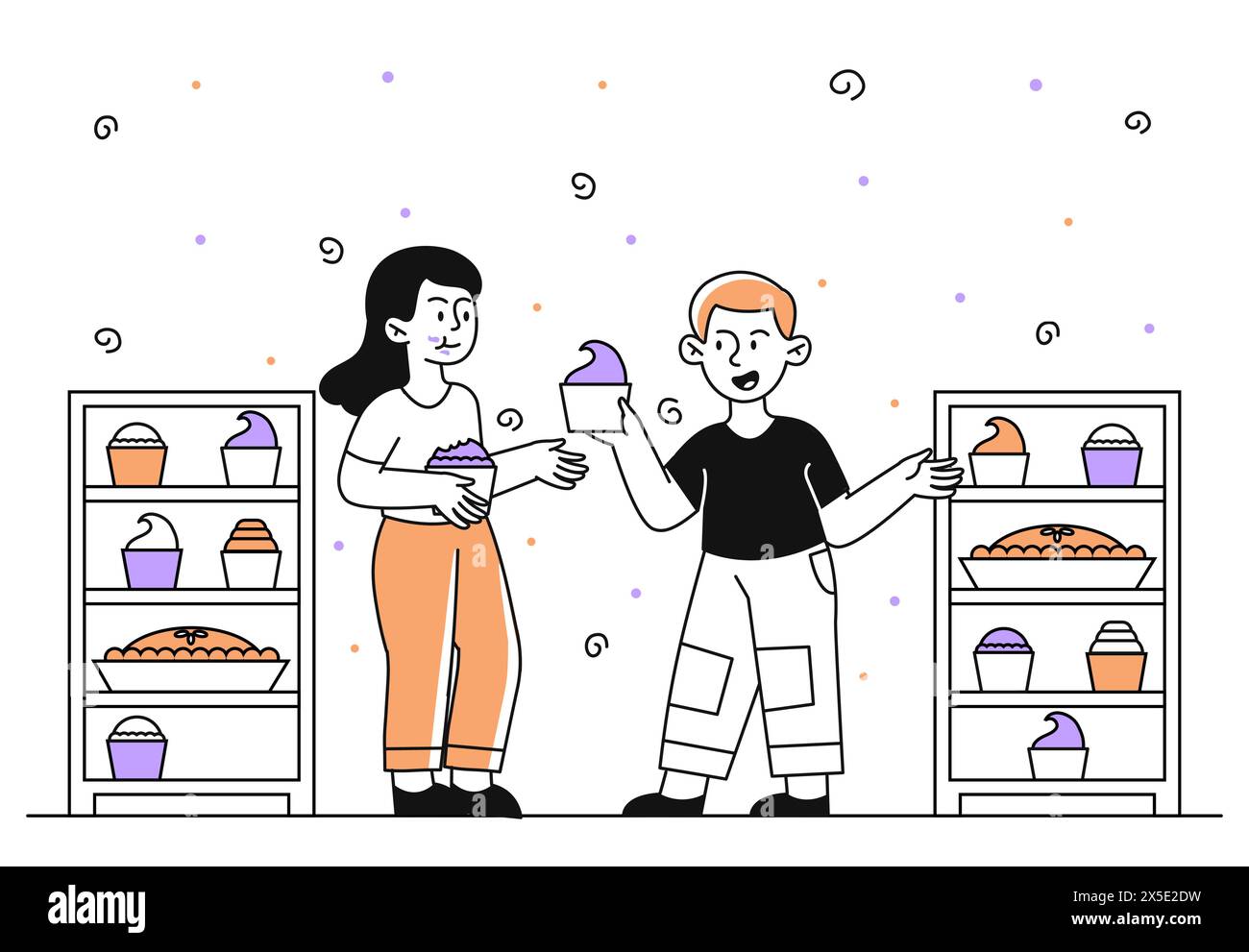 Girl eating sweets cartoon hi-res stock photography and images - Alamy