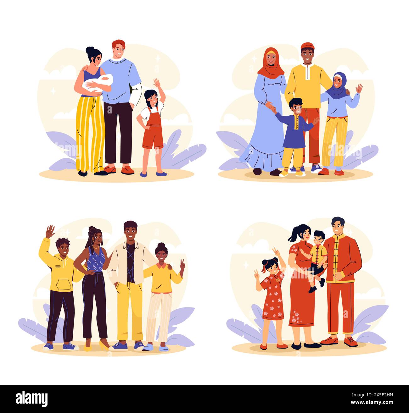 Different nationalities families vector set Stock Vector Image & Art ...
