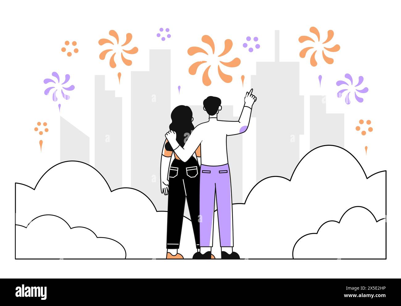 People looks at firework vector simple Stock Vector Image & Art - Alamy