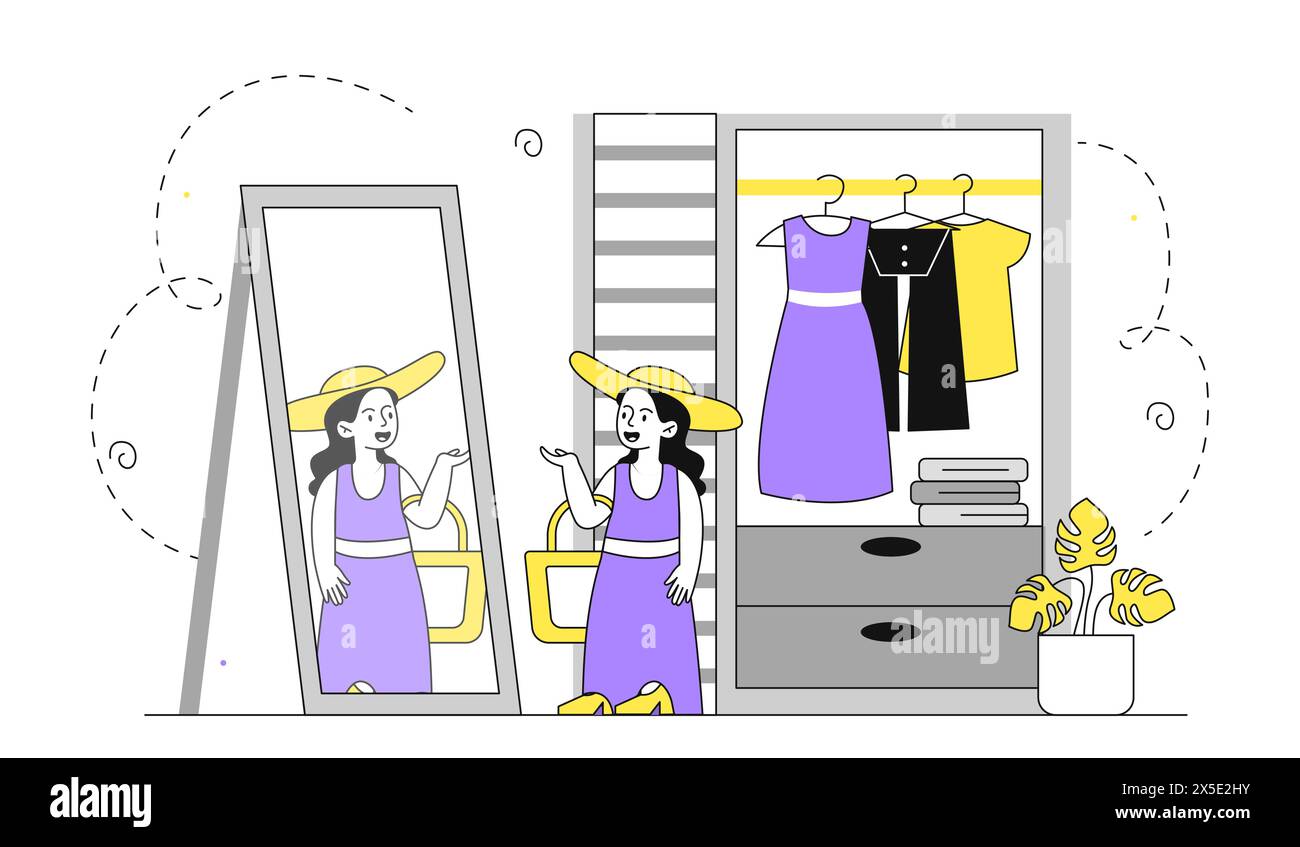 Woman changing clothes vector simple Stock Vector Image & Art - Alamy