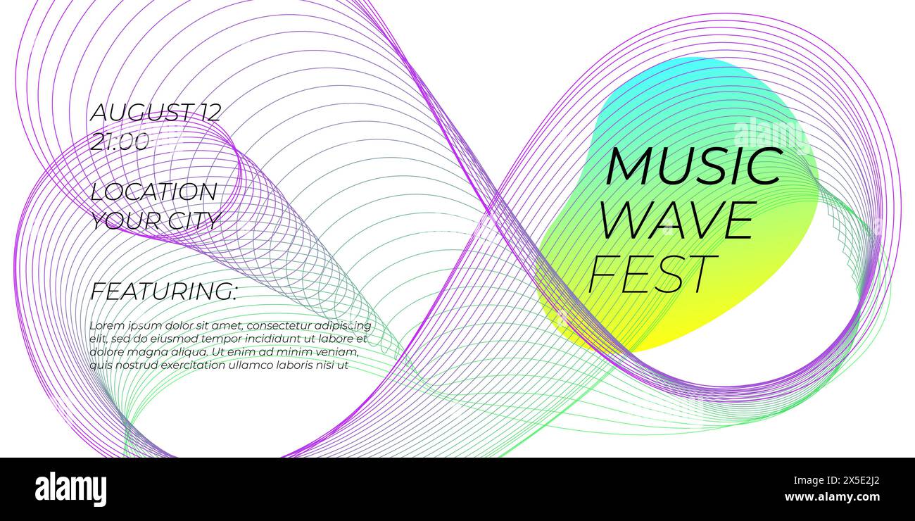 Electronic music festival party horizontal banner with colorful ...