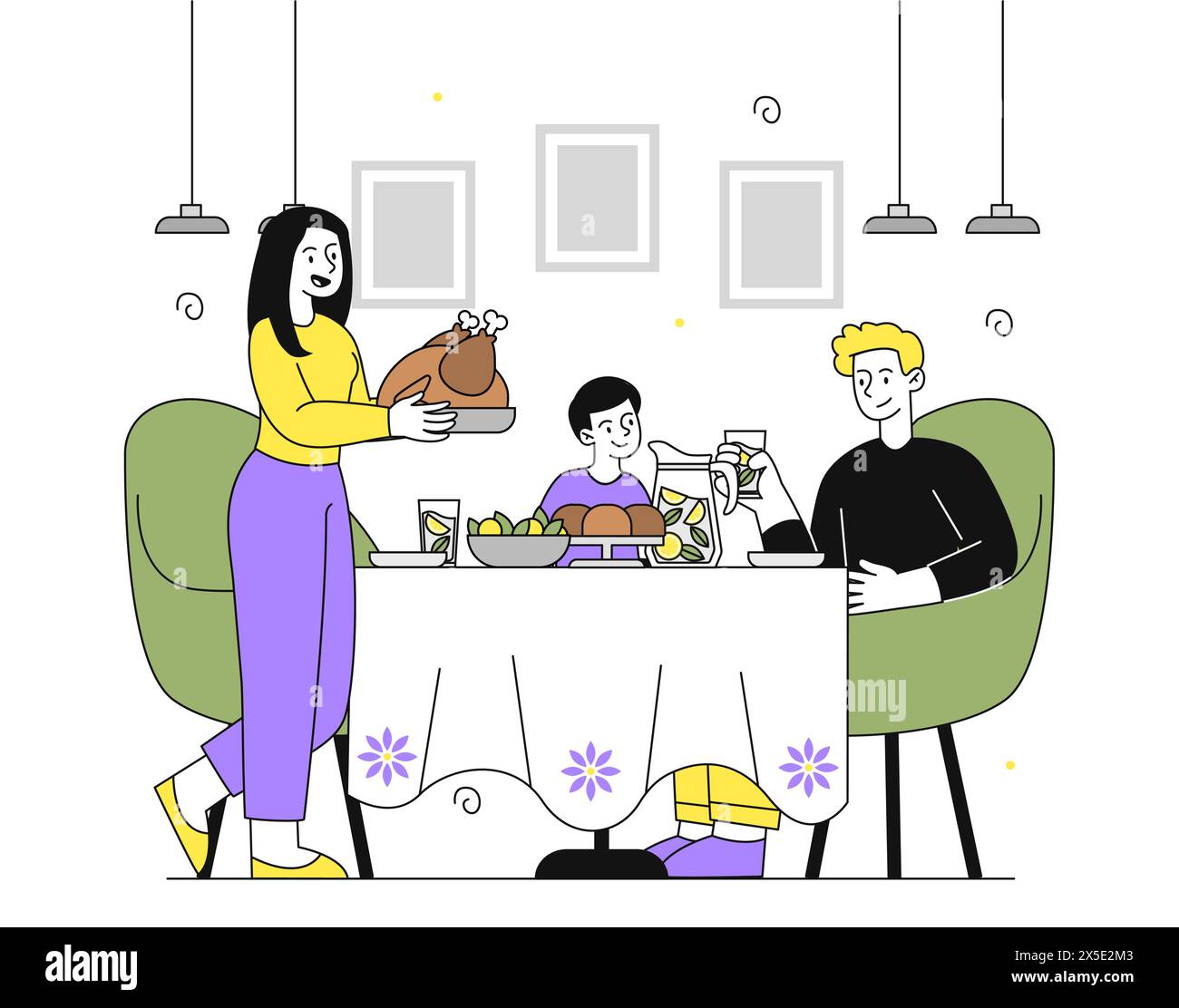 People with dinner vector simple Stock Vector Image & Art - Alamy