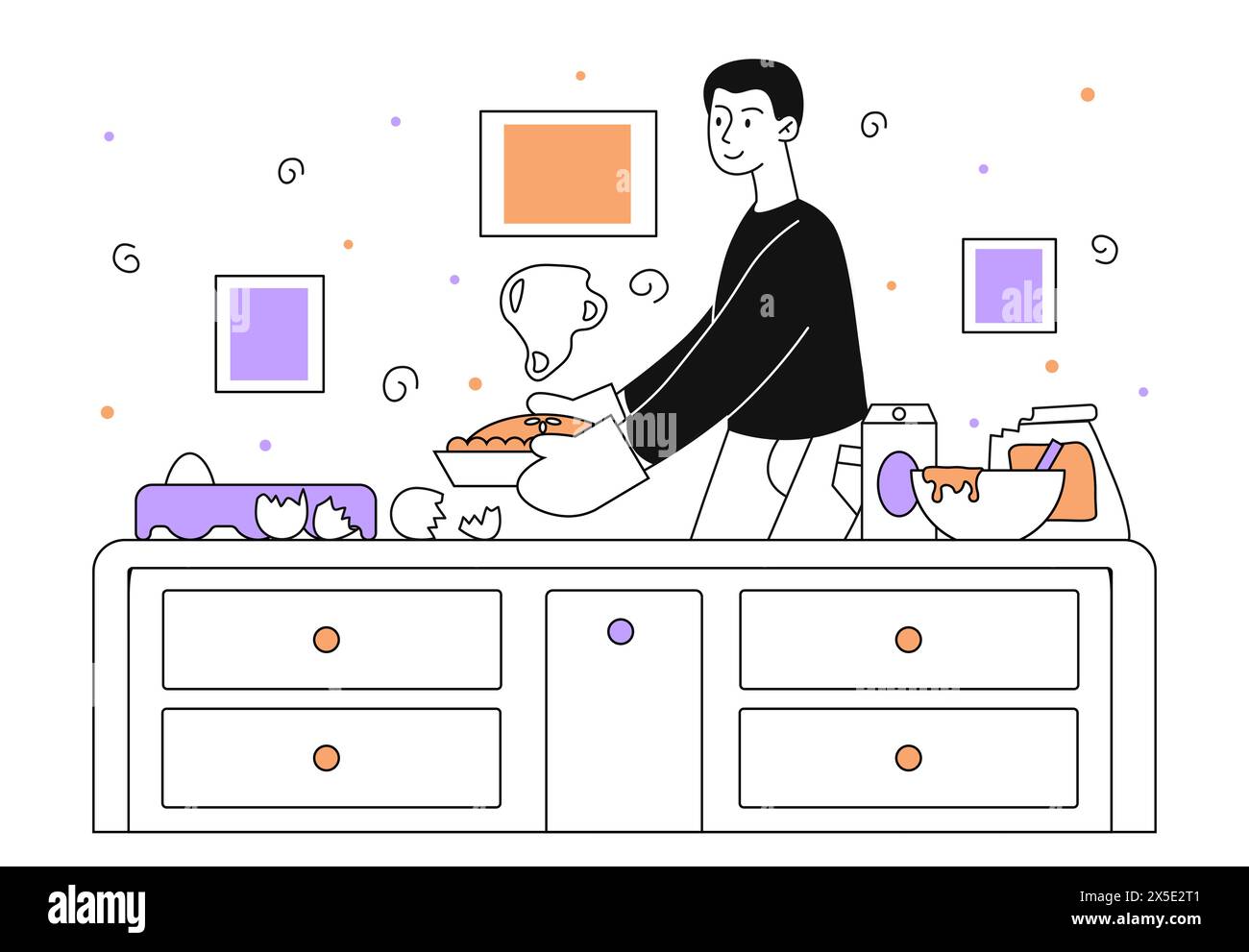 Man baking illustration Cut Out Stock Images & Pictures - Alamy