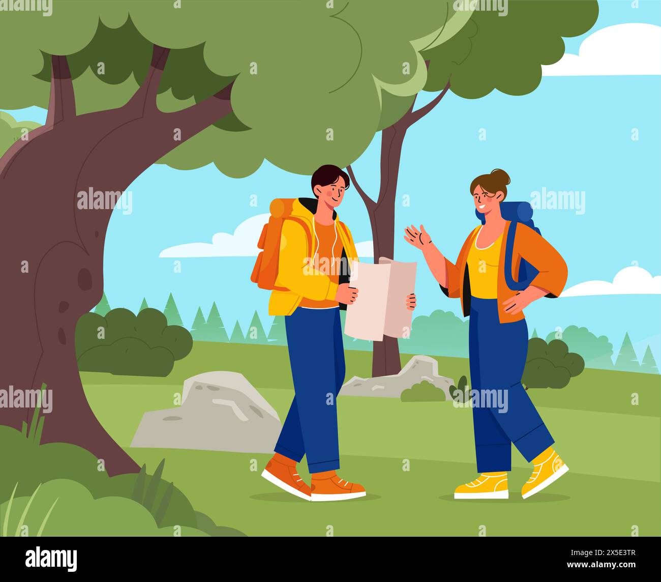 Woman in forest river Stock Vector Images - Alamy