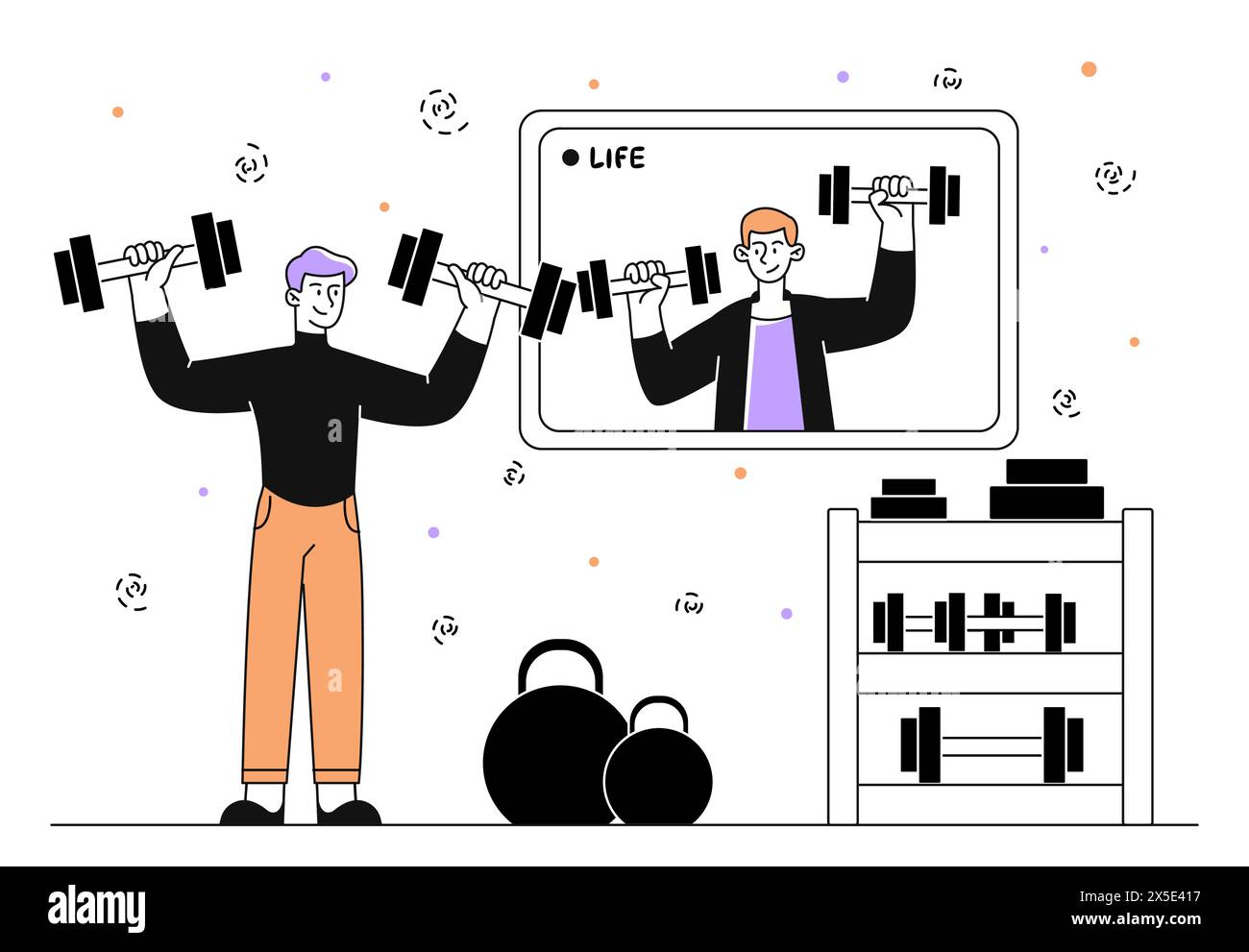 Home workout personal trainer Stock Vector Images - Alamy