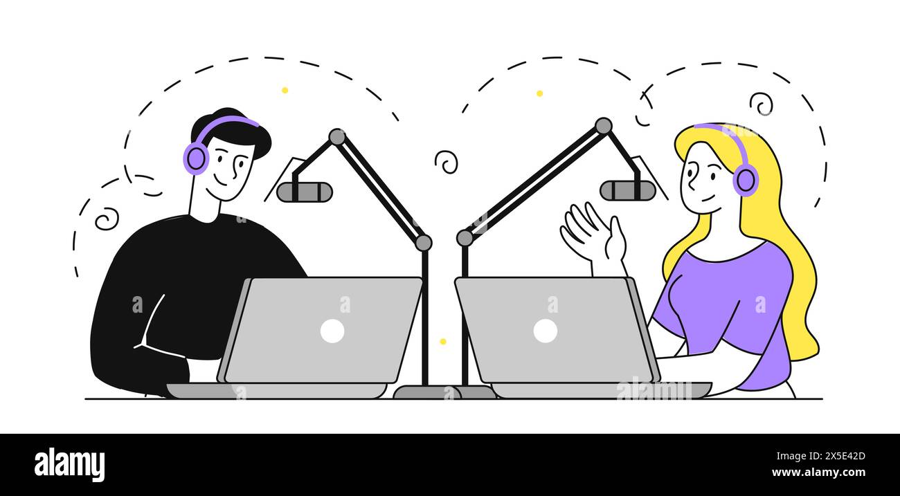 Radio station journalist Stock Vector Images - Alamy