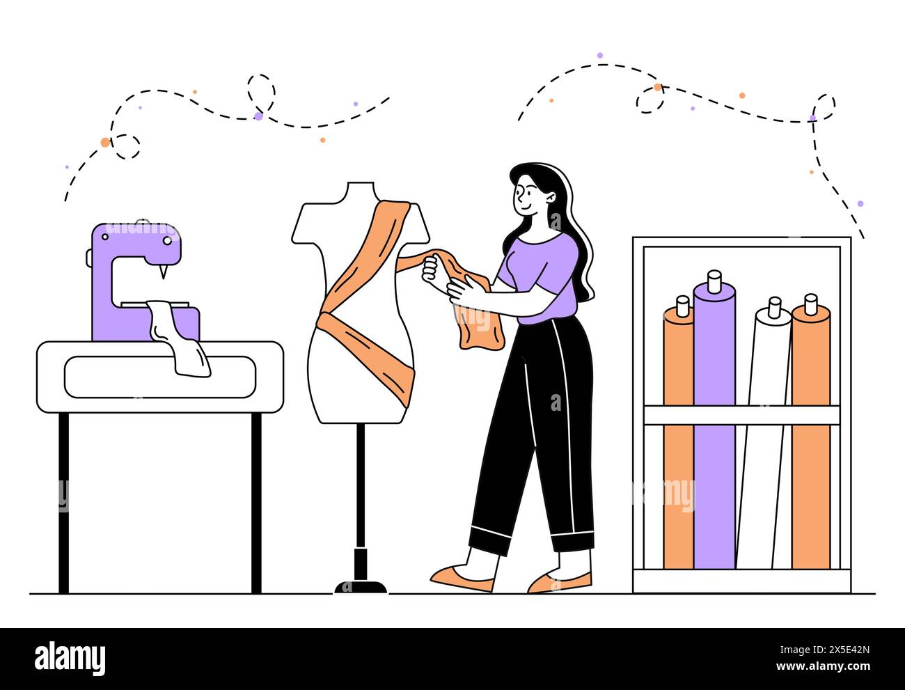 Sewing clothes woman vector simple Stock Vector Image & Art - Alamy