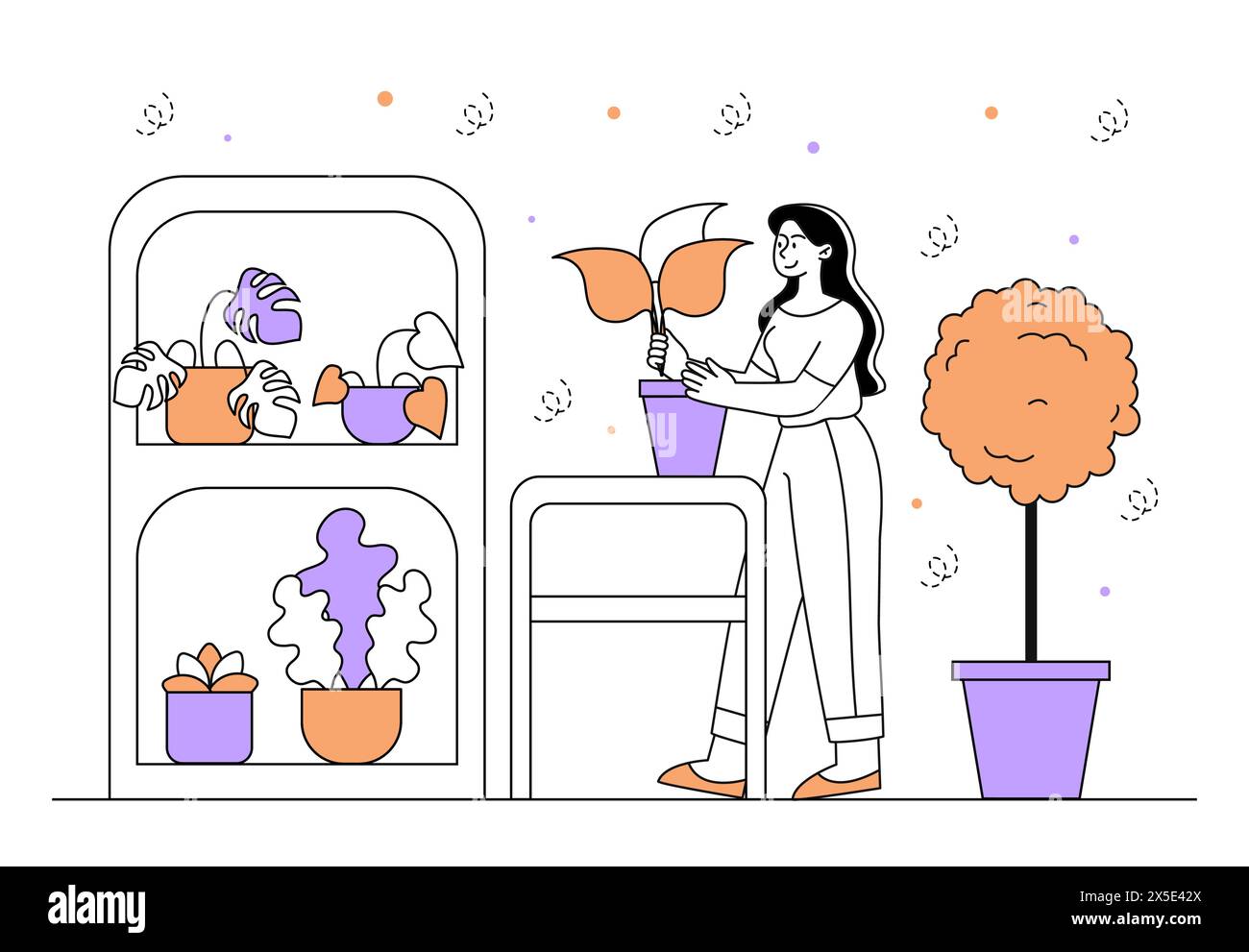 Woman with plant care vector simple Stock Vector Image & Art - Alamy