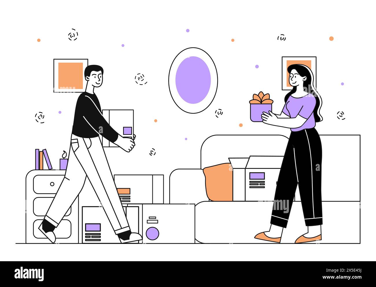 Cartoon illustration man moving home hi-res stock photography and ...