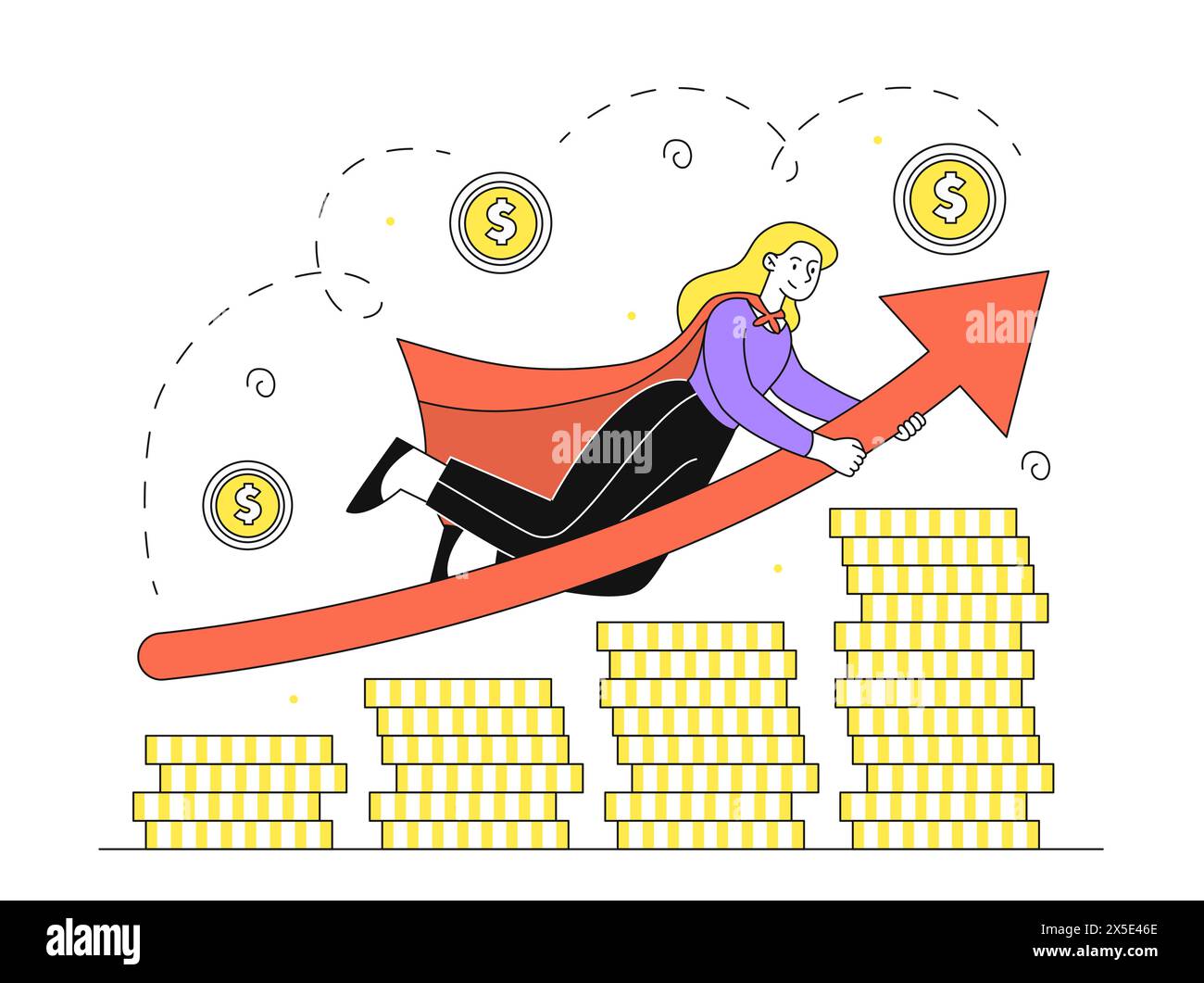 Woman rising stock prices vector simple Stock Vector Image & Art - Alamy