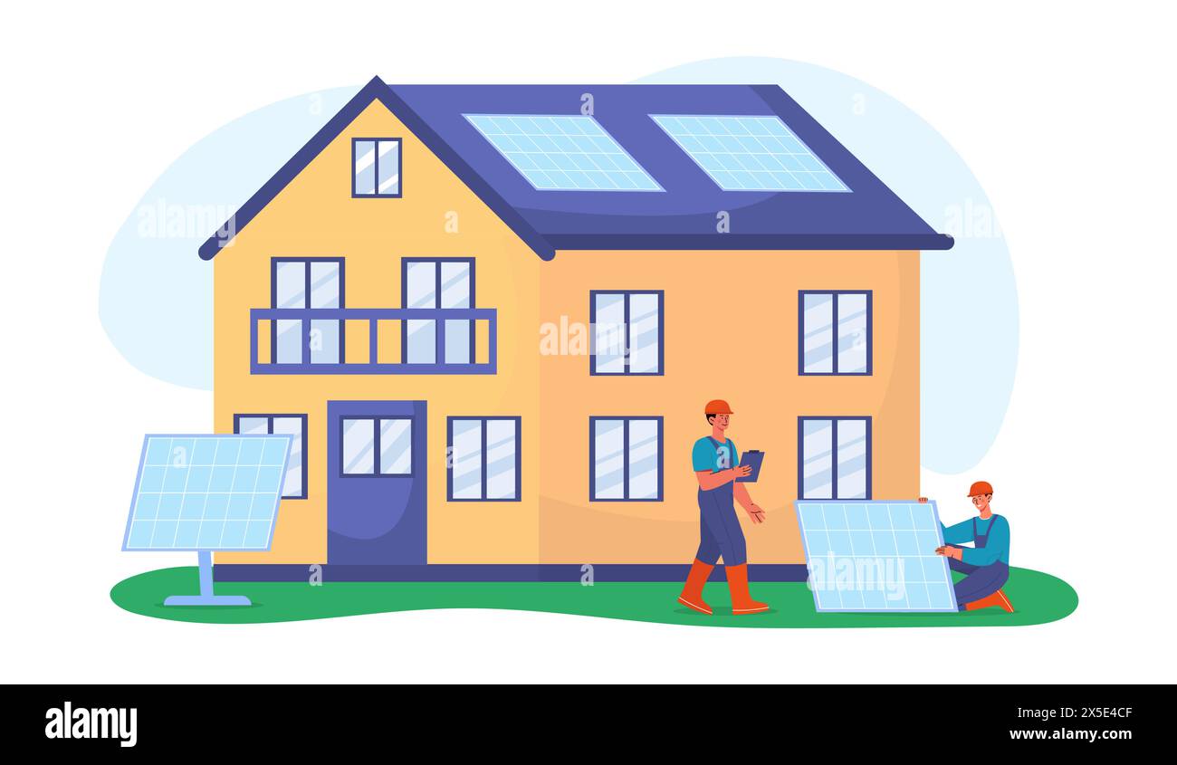 White house modern solar panels Cut Out Stock Images & Pictures - Alamy