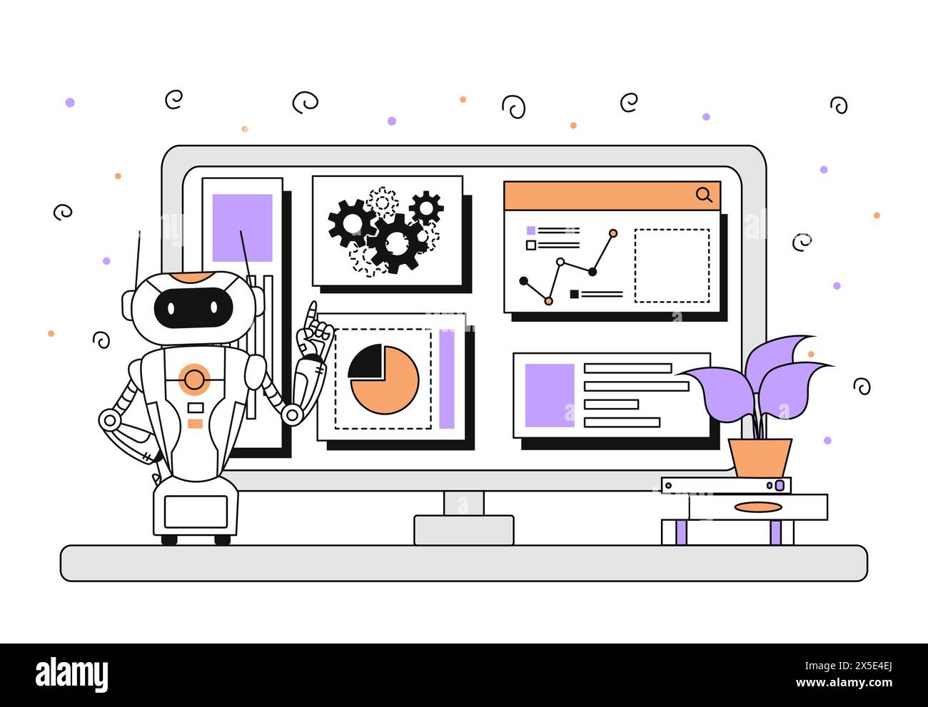 Robot and computer vector simple Stock Vector Image & Art - Alamy