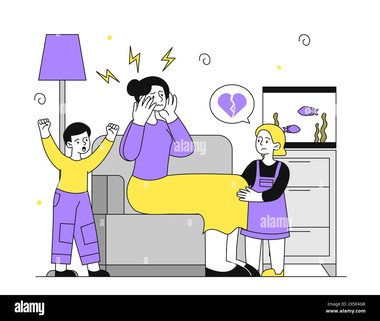 Tired mother vector simple Stock Vector Image & Art - Alamy