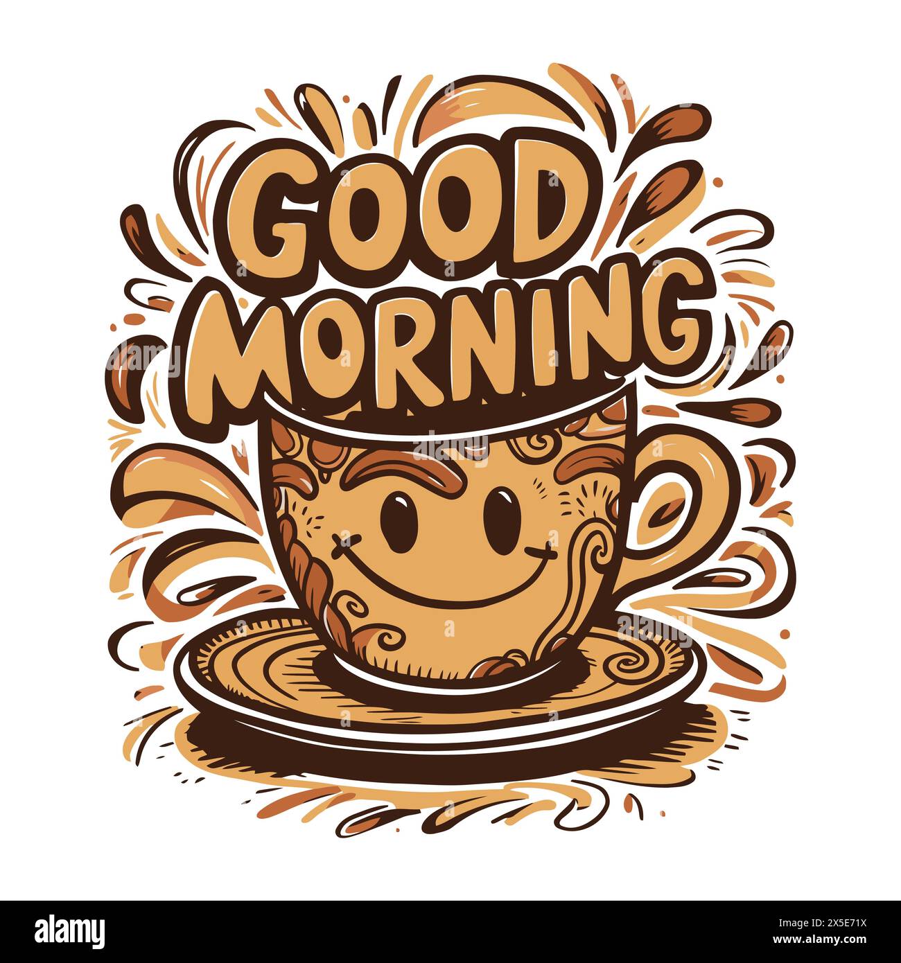 Enjoy morning coffee happy Cut Out Stock Images & Pictures - Alamy