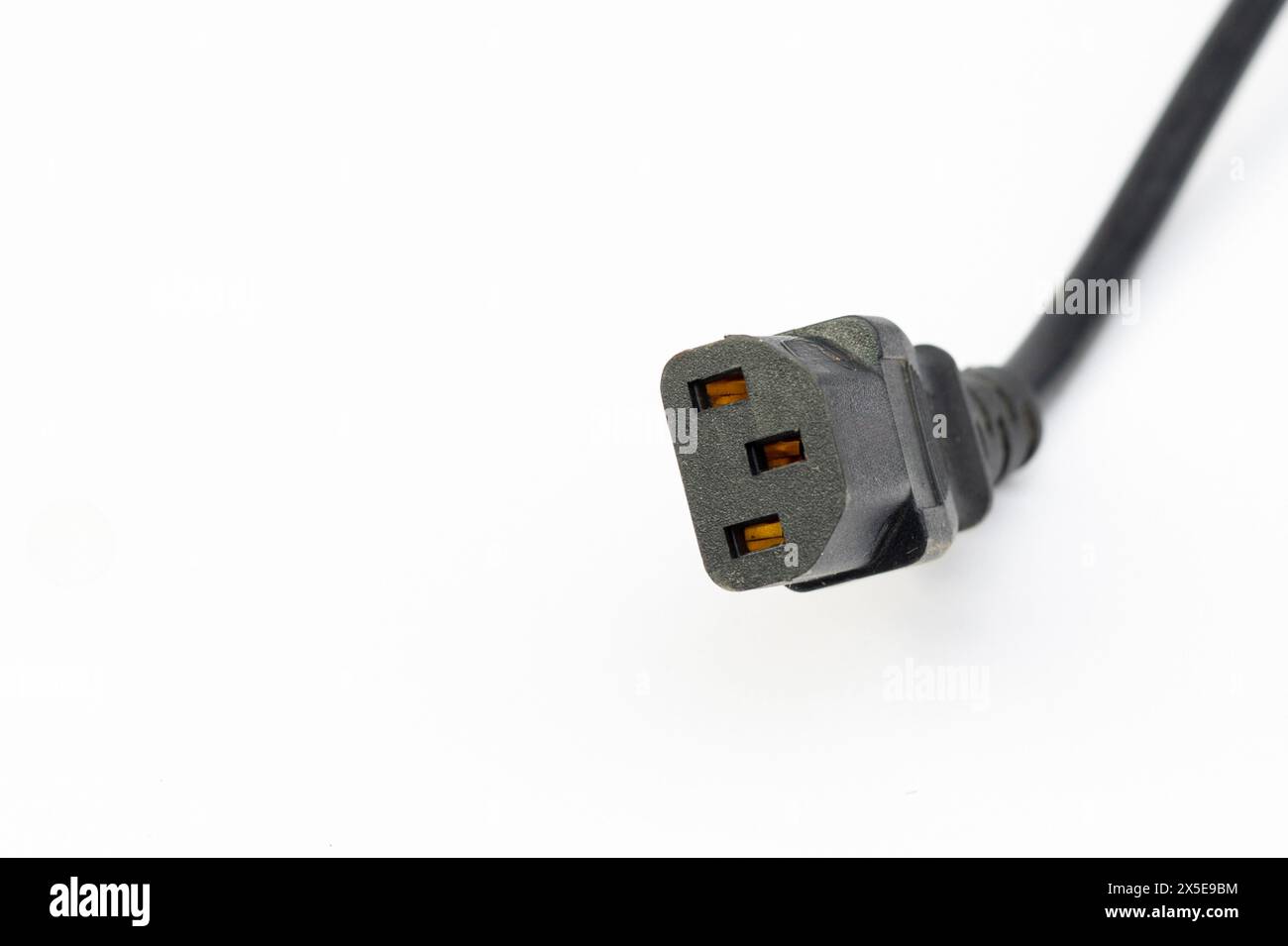 Black female rubber connector power plug isolated on a white background ...