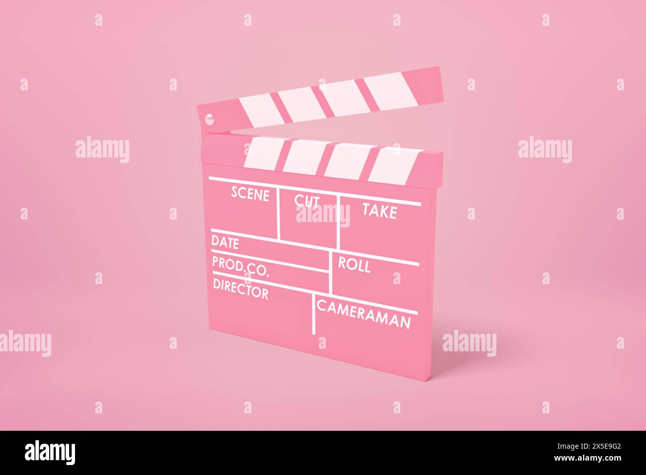 3d rendering of pink movie clapper on pink background Stock Photo - Alamy