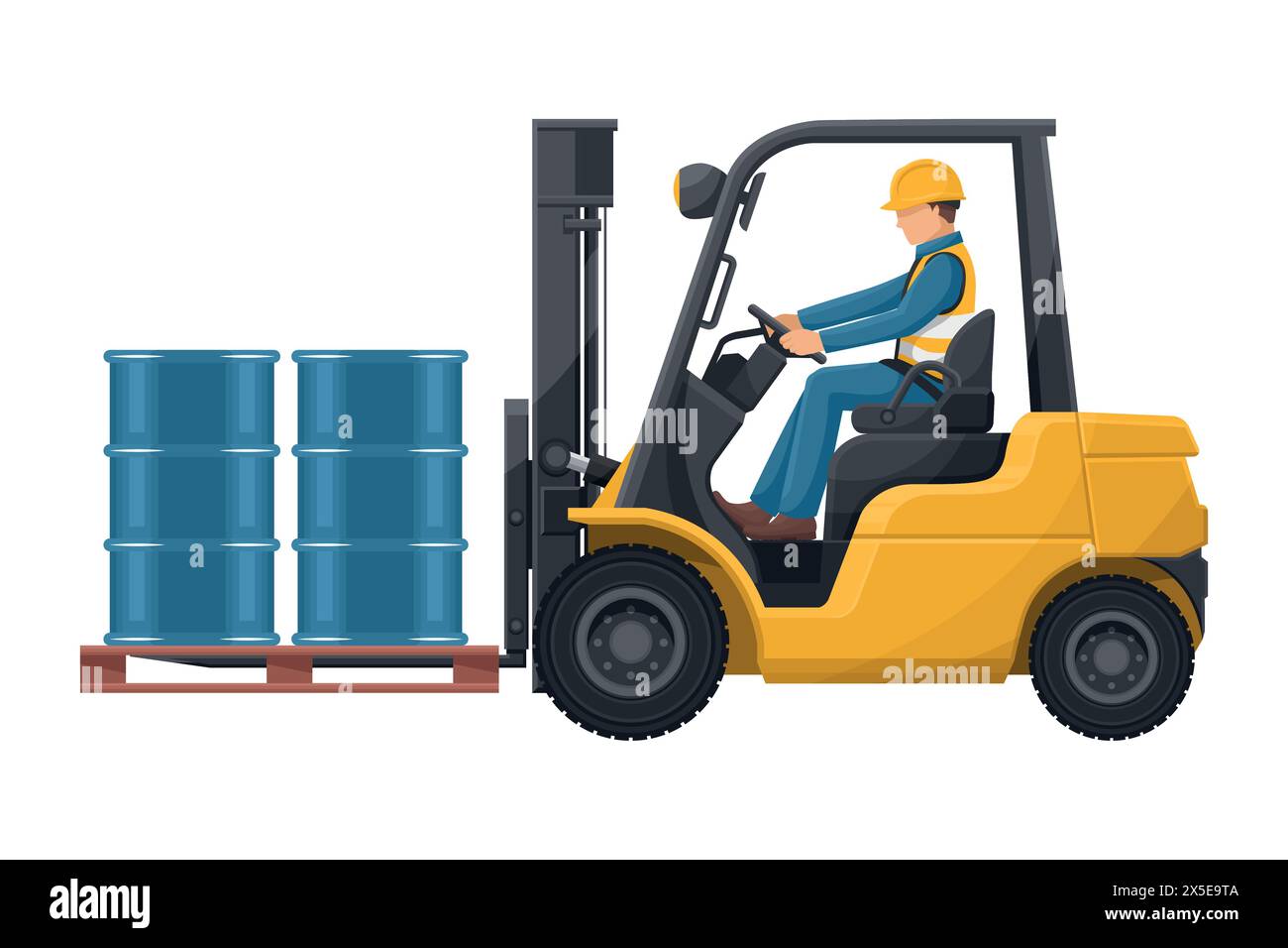 Safely driving a forklift. Fork lift truck with barrel pallet of ...