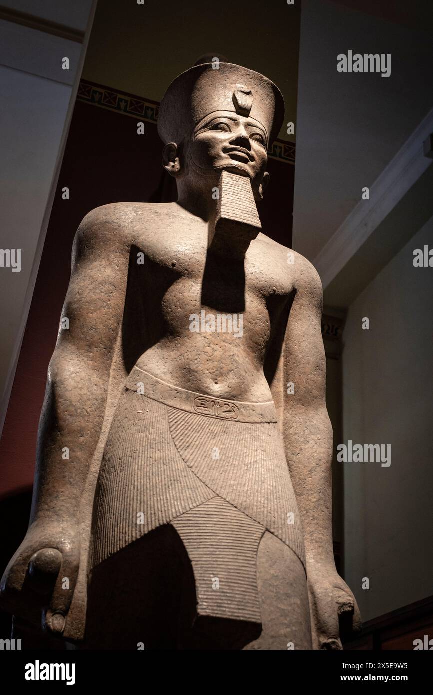 Colossal carved granite statue of an Egyptian Pharaoh King, Cairo Museum, Egypt Stock Photo - Alamy