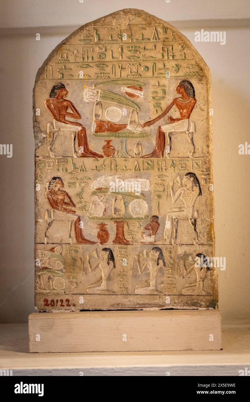 A stela (painted slab) at the Cairo Museum of Egyptian Antiquities in ...