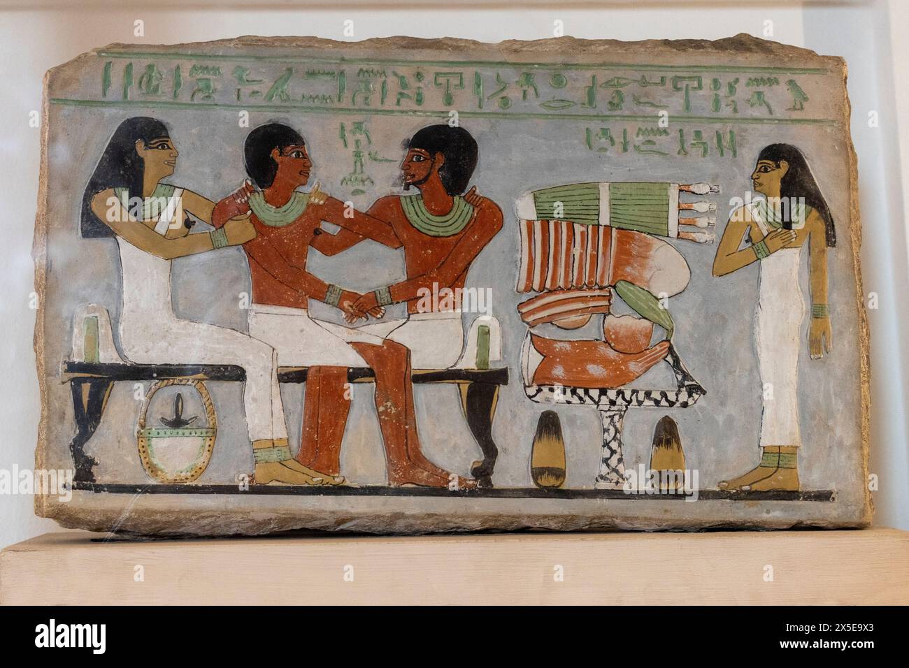 A preserved wall panel of Painted Limestone Funerary Stela of Amenemhat ...