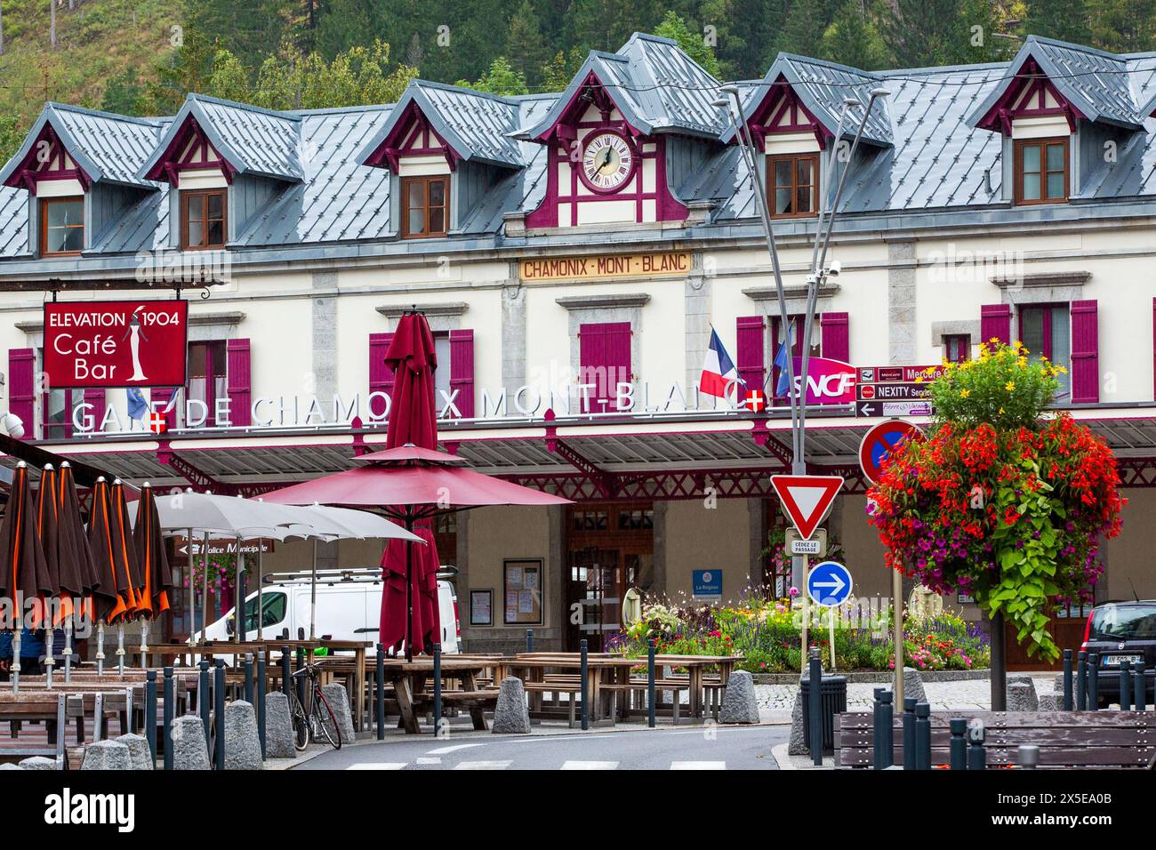 Chamonix Mont-Blanc, France - October 4, 2019: Railway train station in ...
