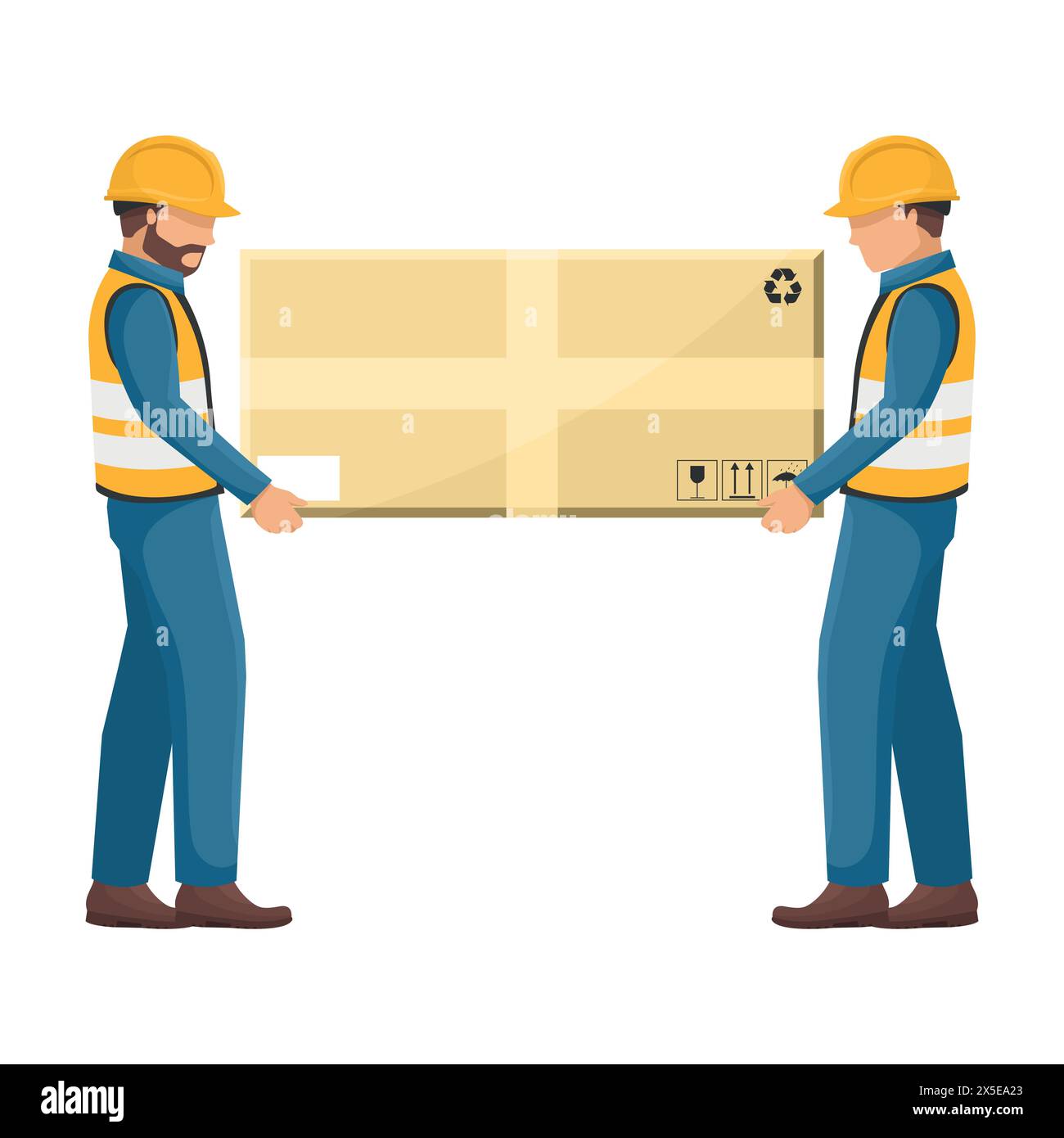 Industrial delivery workers carrying a box for shipping. Security First ...