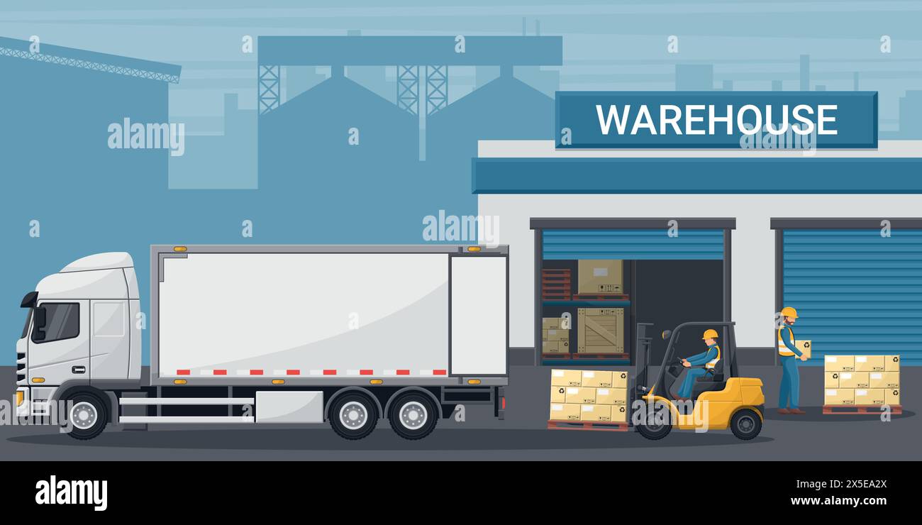 Warehouse with industrial metal racks and shelves for pallet support ...