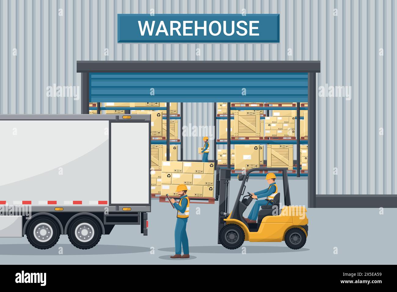 Warehouse with industrial metal racks and shelves for pallet support ...