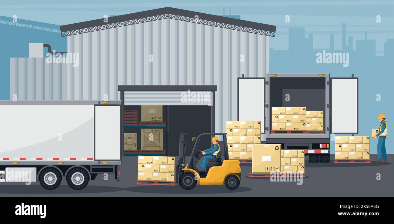 Warehouse with industrial metal racks and shelves for pallet support ...