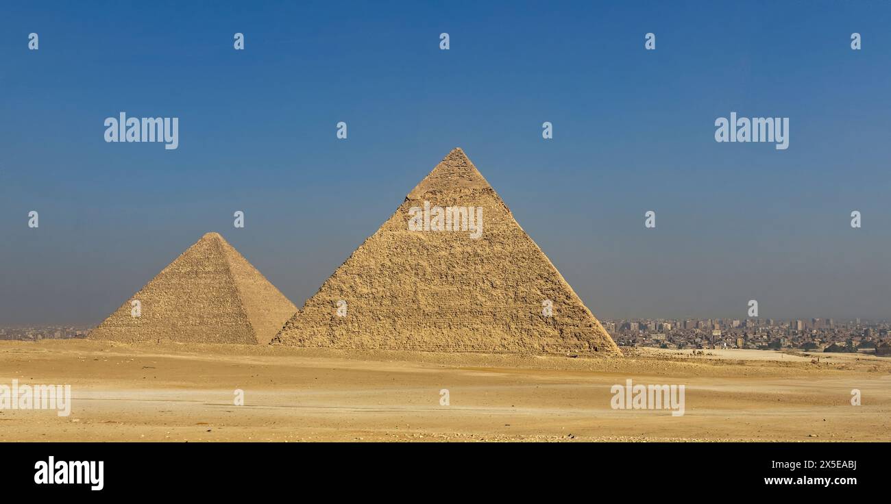 Part of the Giza necropolis. The Great Pyramide, Pyramid of Khafre, and ...