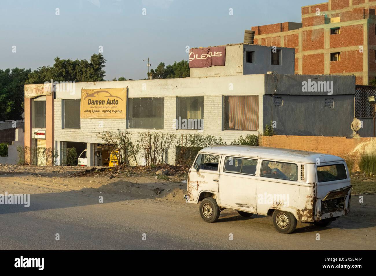 Broken down van parked beside the Toyota and Lexus agents buildings in ...
