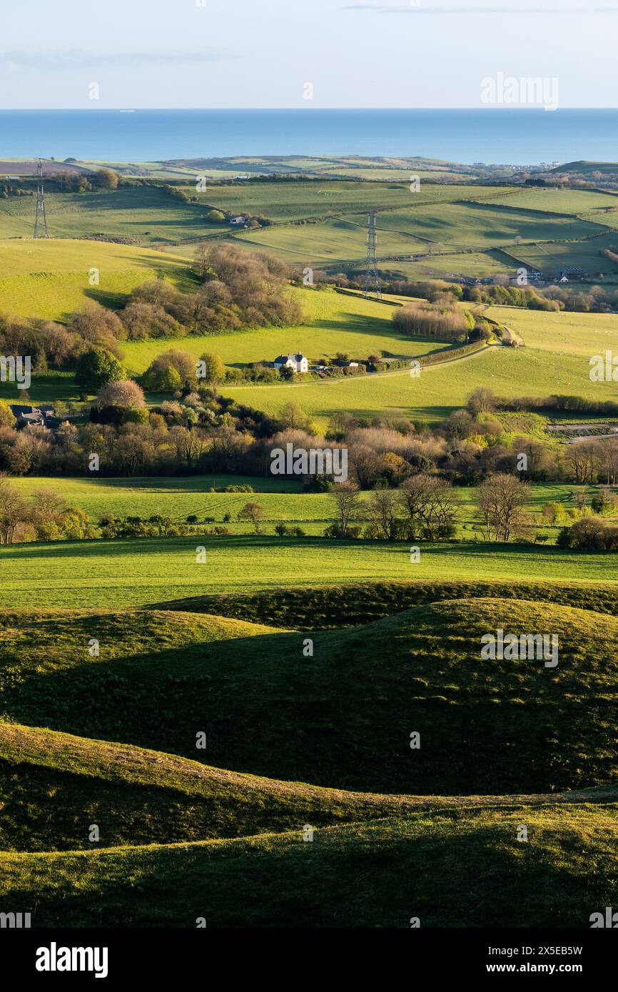The ramparts of Eggerdon Hill Iron Age hillfort, Dorset, England, UK ...