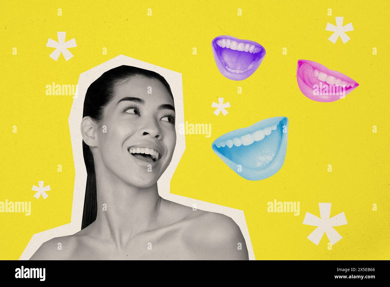 Composite collage picture image of pretty female mouth toothy smile ...