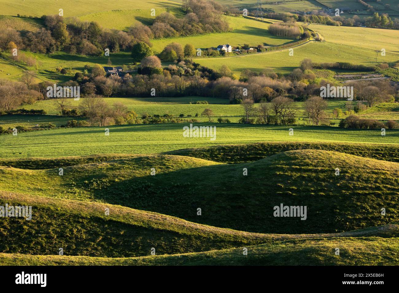 The ramparts of Eggerdon Hill Iron Age hillfort, Dorset, England, UK ...