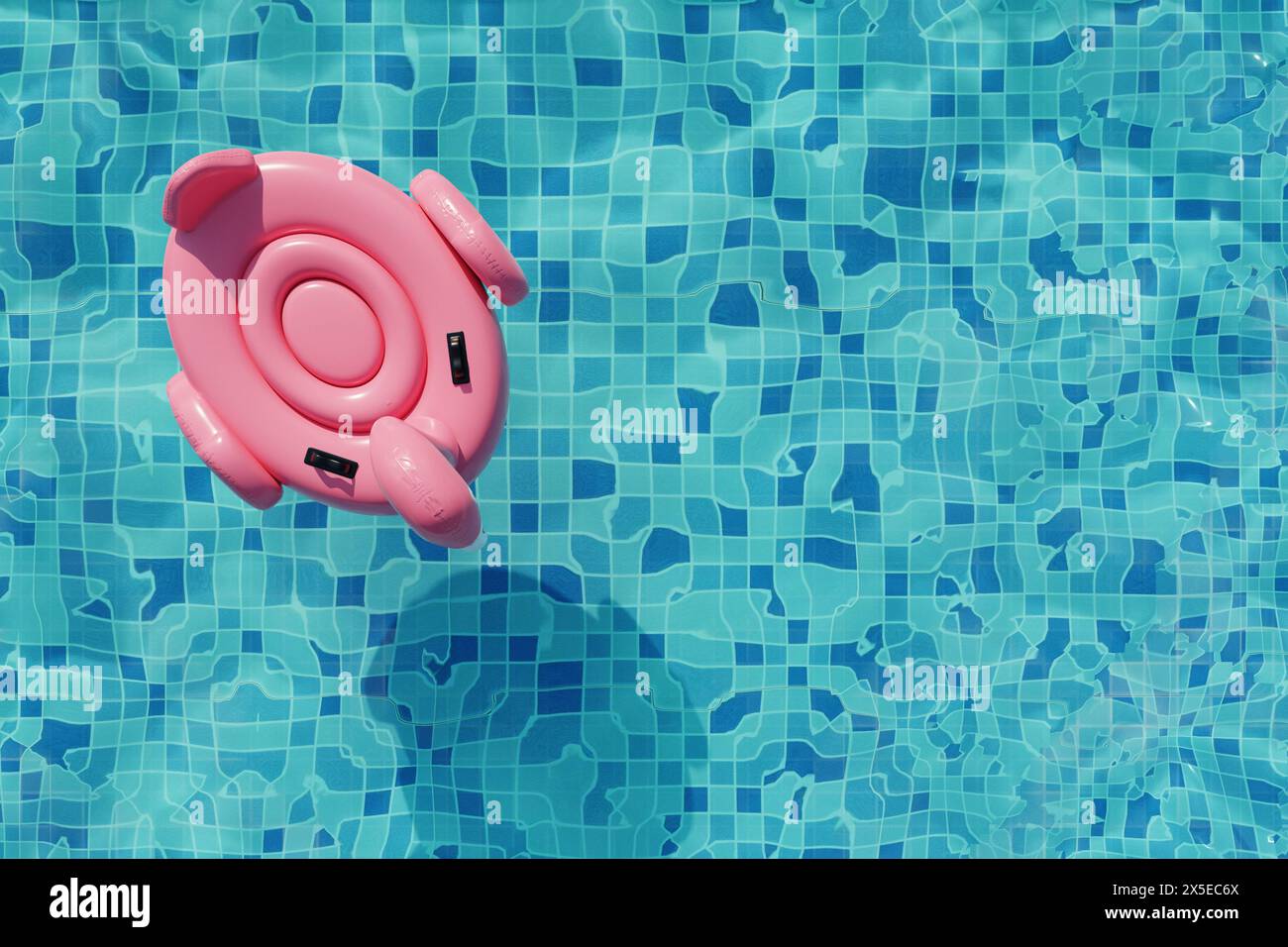 Flamingo floats in swimming pool. Summer swimming pool party. 3d render ...