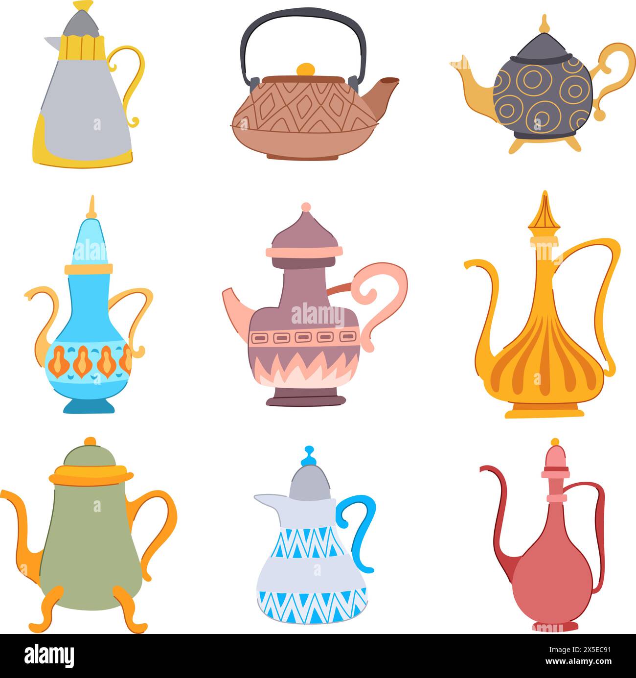 arabic tea pot set cartoon vector illustration Stock Vector Image & Art ...